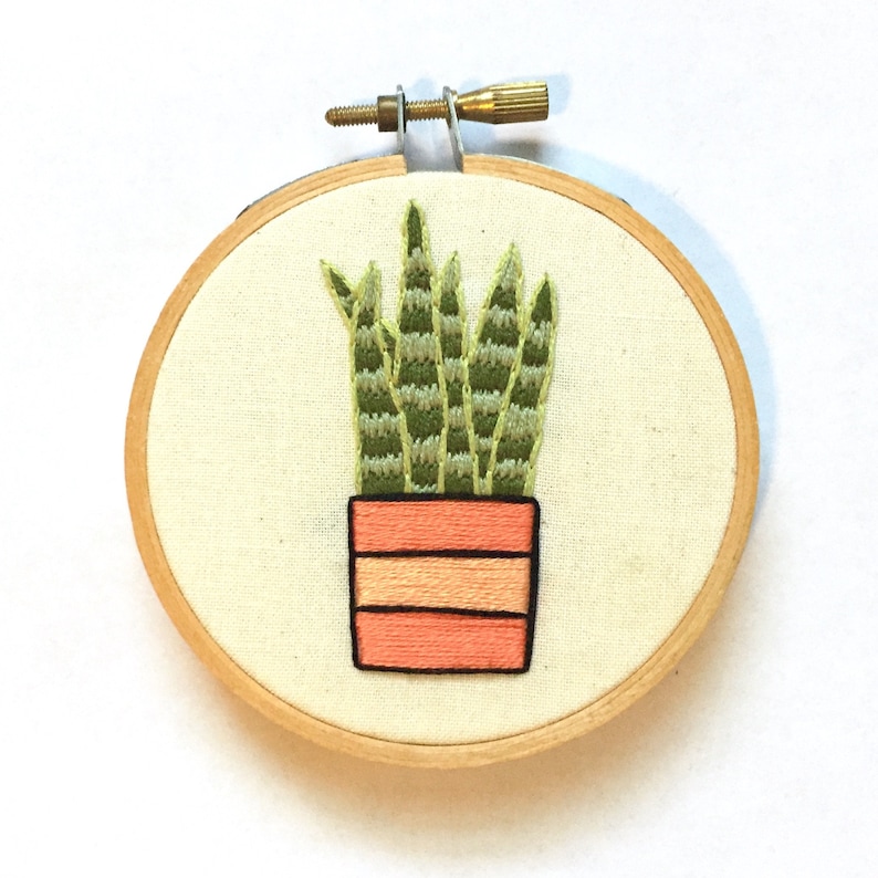 Snake Plant Hand Embroidery Art // 3 Inch Hoop // Botanical Home Decor ...