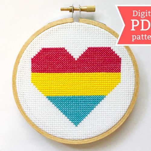 PDF Pattern: Trans Pride Flag Heart Cross Stitch Pattern // - Etsy