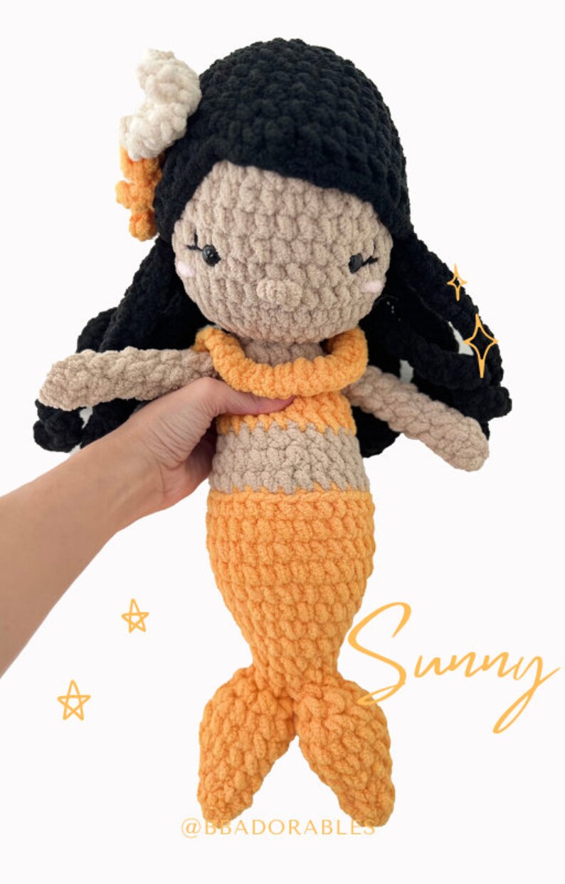 Sunny the Sunshine Mermaid Crochet Pattern, Plushie Mermaid, Pattern ...
