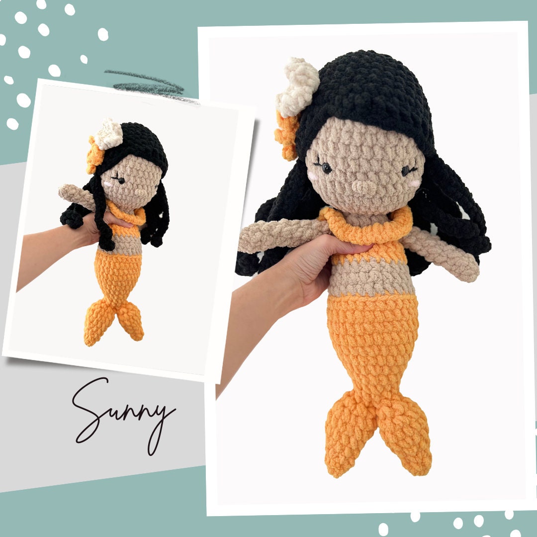 Sunny the Sunshine Mermaid Crochet Pattern, Plushie Mermaid, Pattern ...