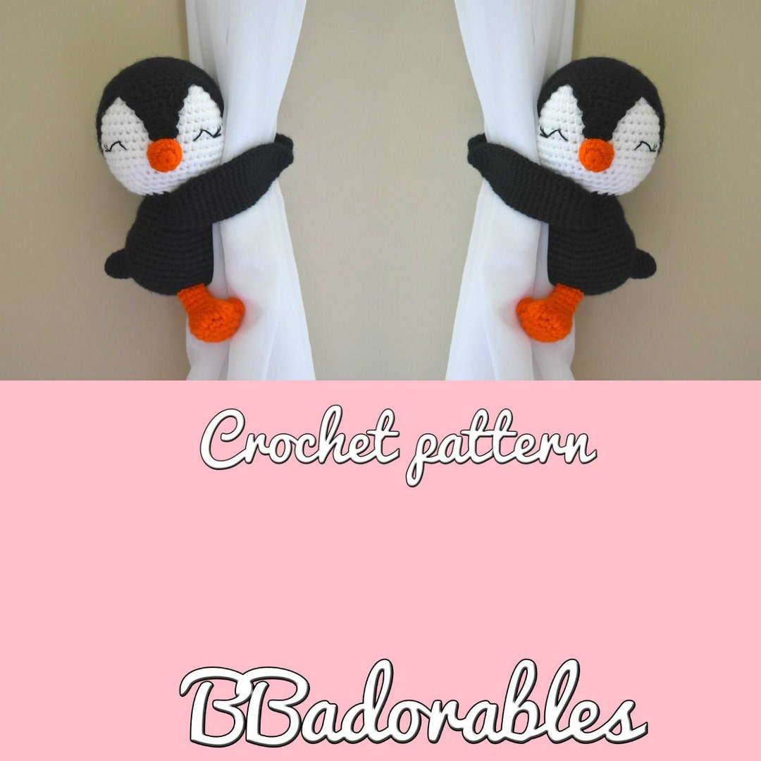 Pip - Penguin Curtain Tieback CROCHET PATTERN, Right or Left Tieback ...