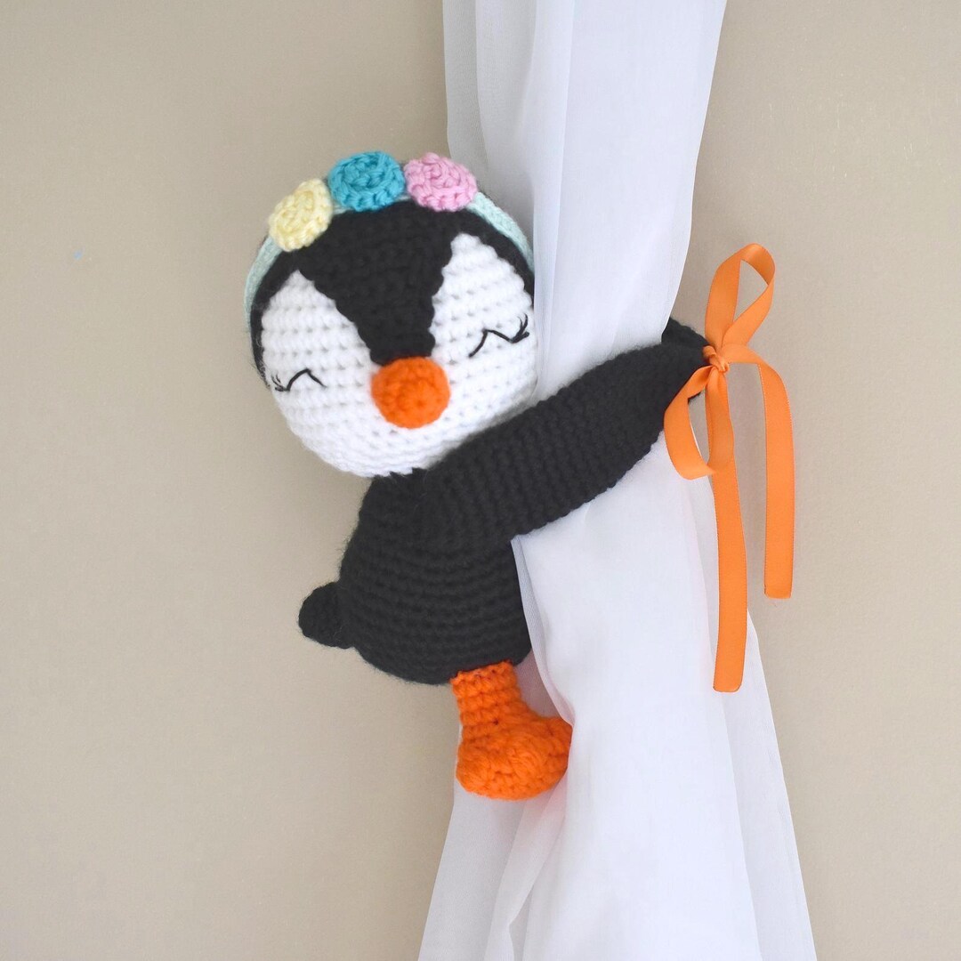 Pippa - Penguin Curtain Tieback CROCHET PATTERN, Right or Left Tieback ...