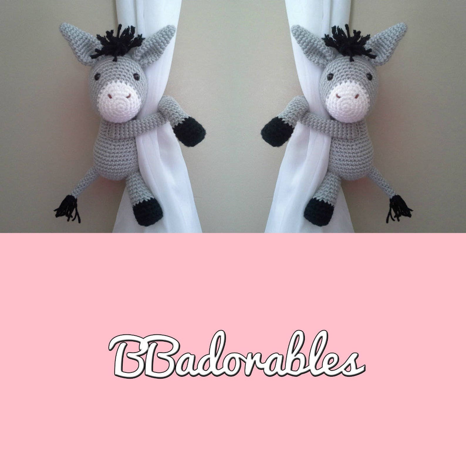 Donkey Curtain Tieback Crochet PATTERN, Right or Left Tieback Pattern ...