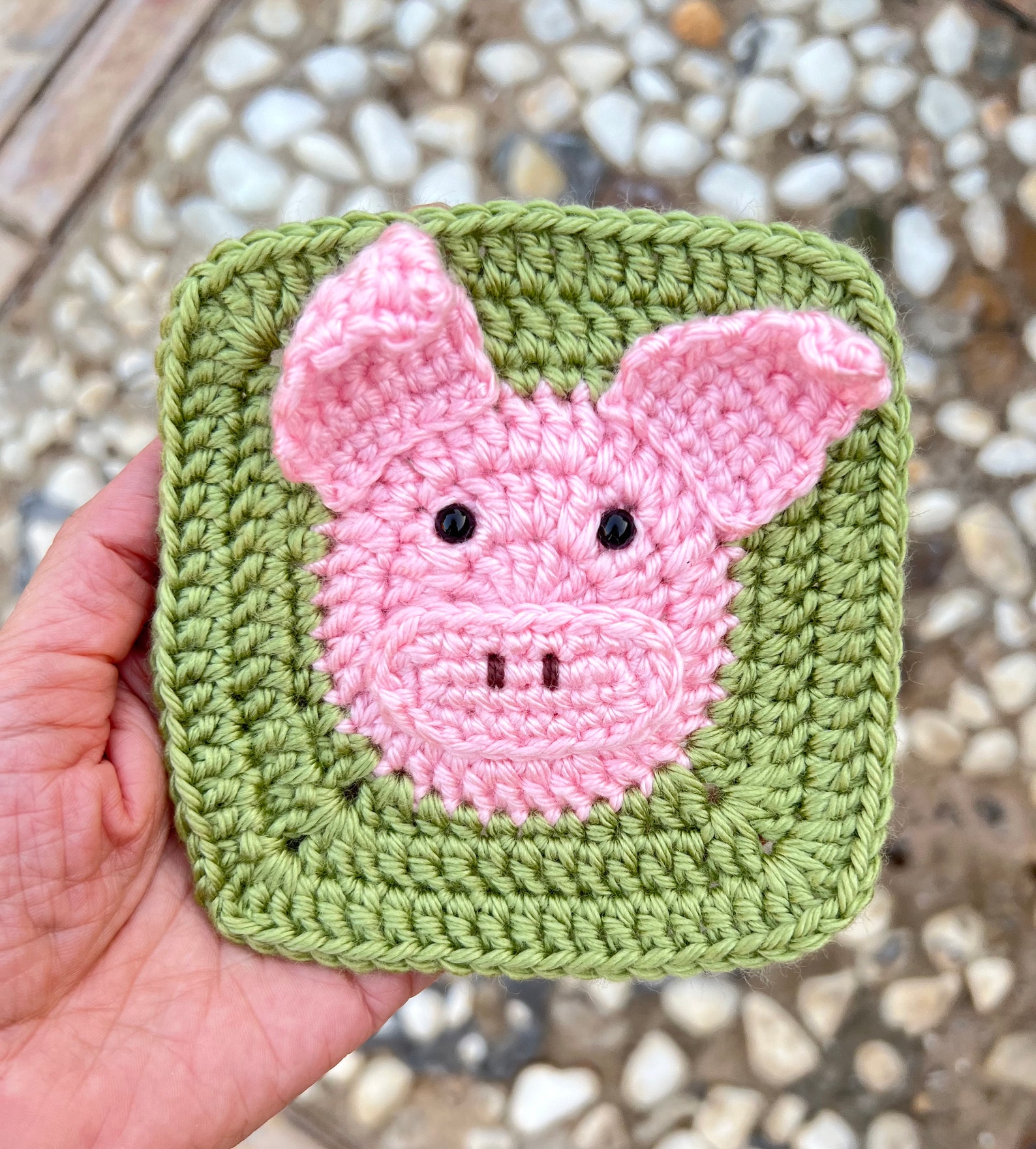 Crochet Pig Square Pattern // Pig Granny Square Motif // - Etsy