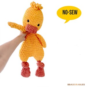 No-sew Dudley Duck Snuggler Crochet PATTERN || Duck Amigurumi Snuggler ...