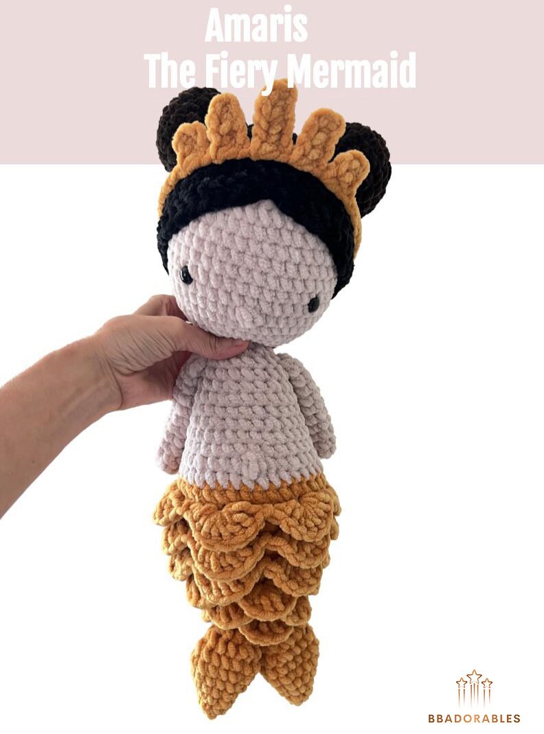 Amaris the Fiery Mermaid Crochet Pattern, Plushie Mermaid, Pattern Only ...