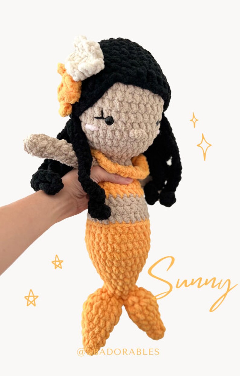 Sunny the Sunshine Mermaid Crochet Pattern, Plushie Mermaid, Pattern ...