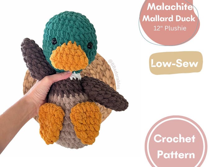 No-sew Miles Mallard Duck Snuggler Crochet PATTERN Duck Amigurumi ...