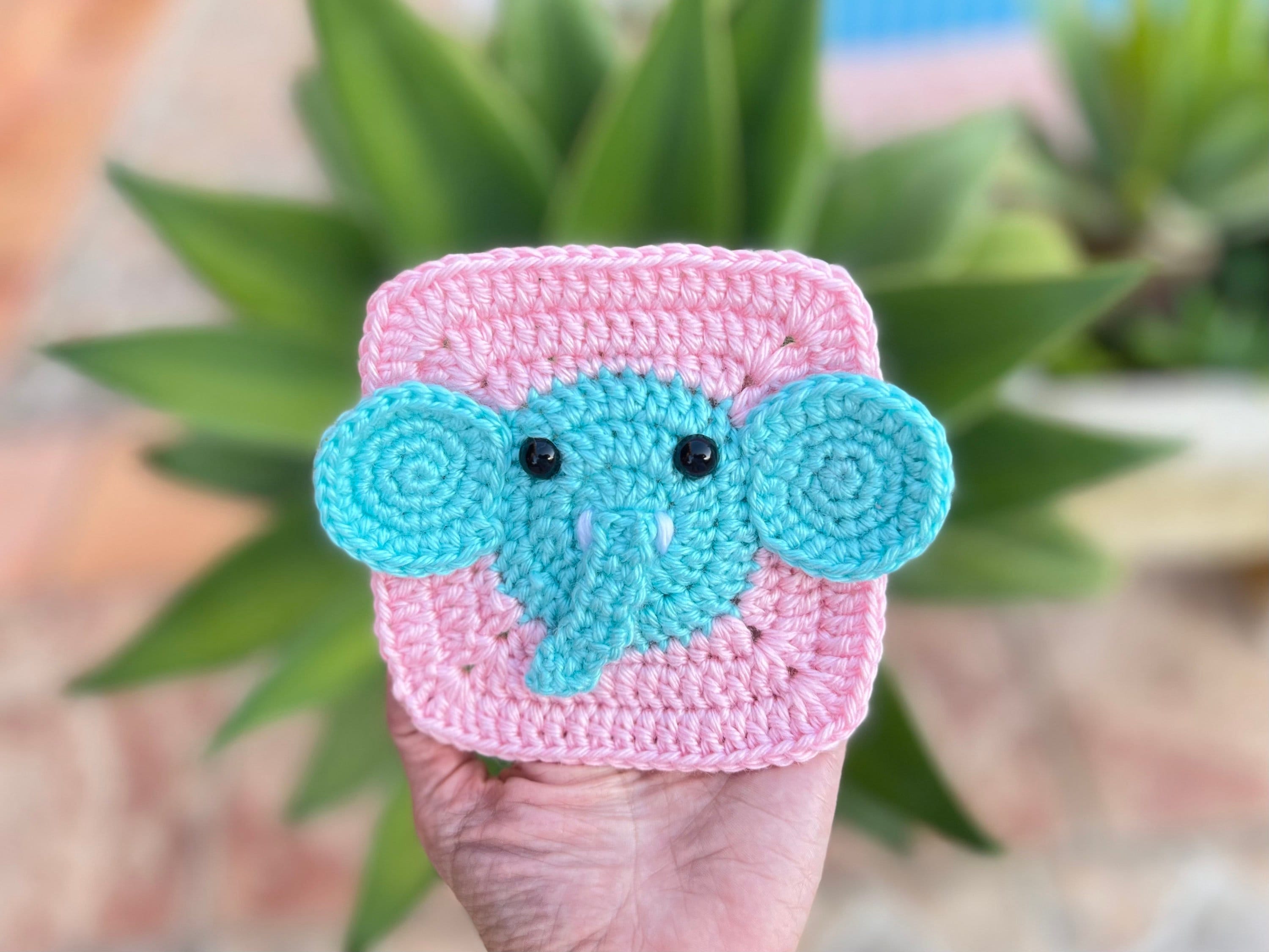 Crochet Elephant Square Pattern // Elephant Granny Square - Etsy