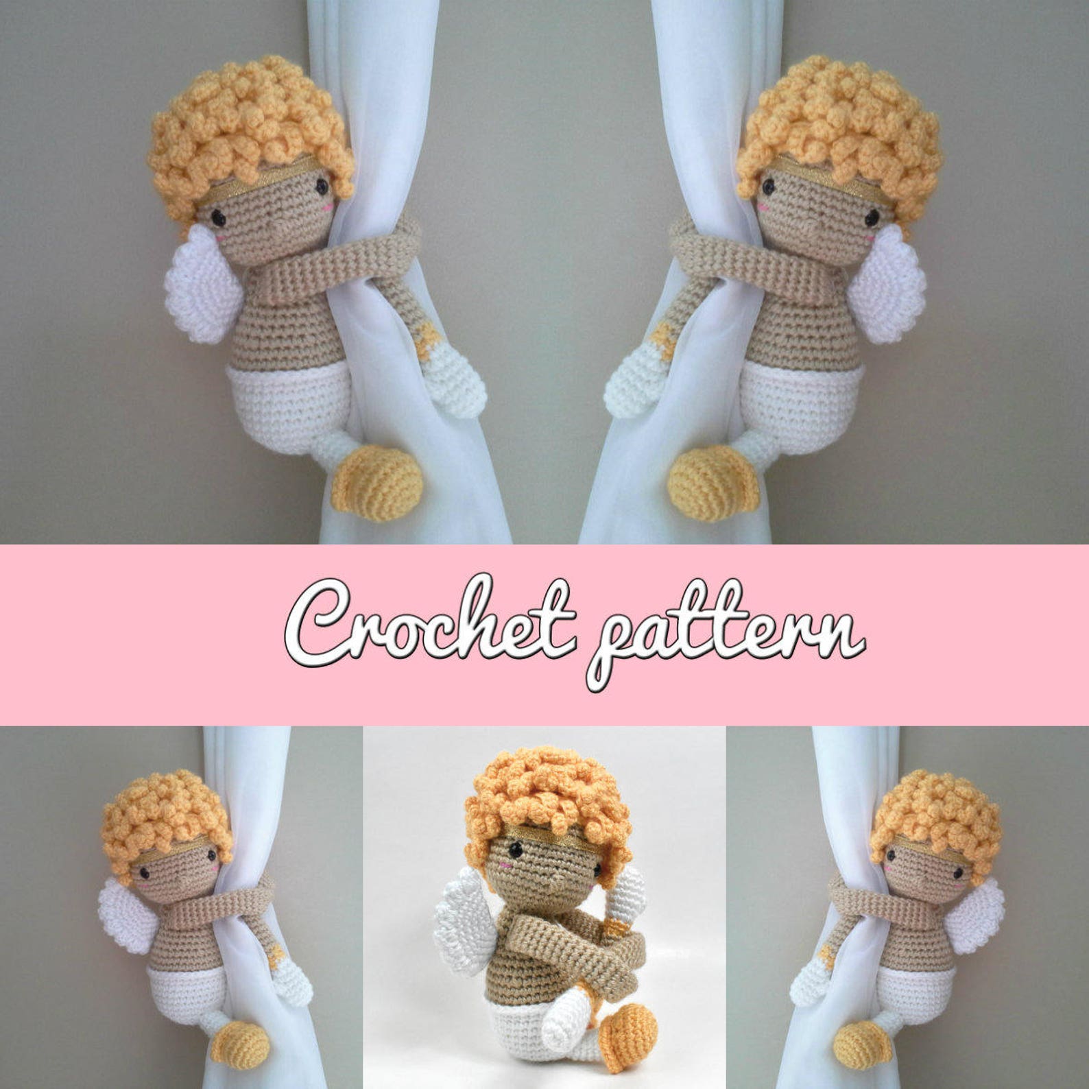 Guardian Angel Curtain Tieback Crochet PATTERN Right or - Etsy
