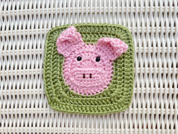 Crochet Pig Square Pattern // Pig Granny Square Motif // - Etsy