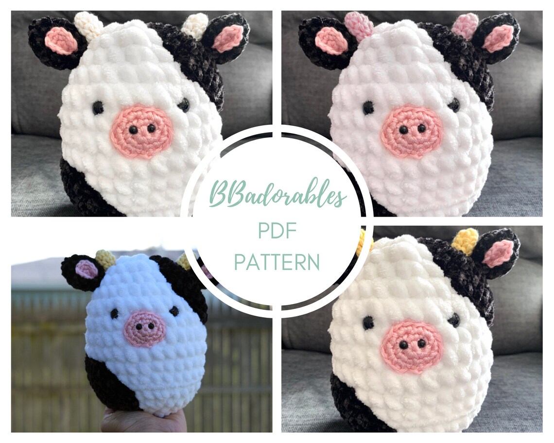 Crochet Cow Squishmallow Plushie PDF PATTERN by Bbadorables - Etsy