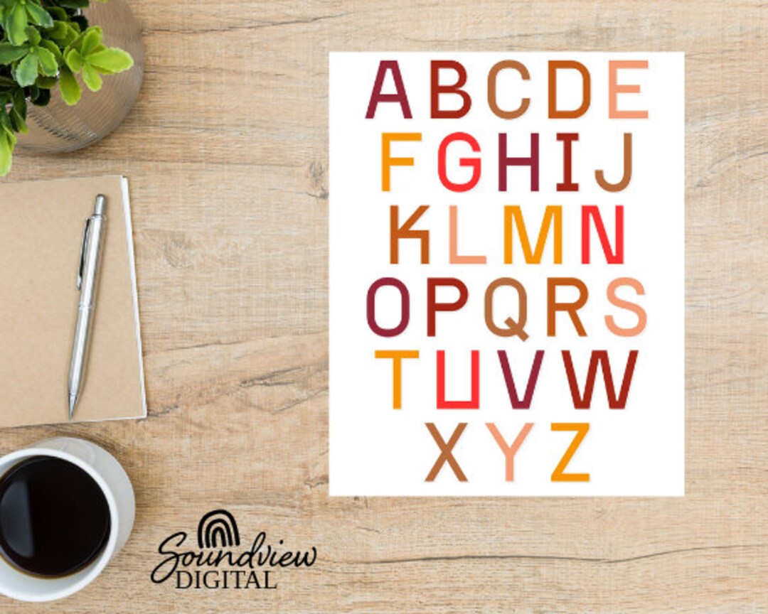 Red and Orange Alphabet Sign for Playroom, Nursery, Homeschool, or ...