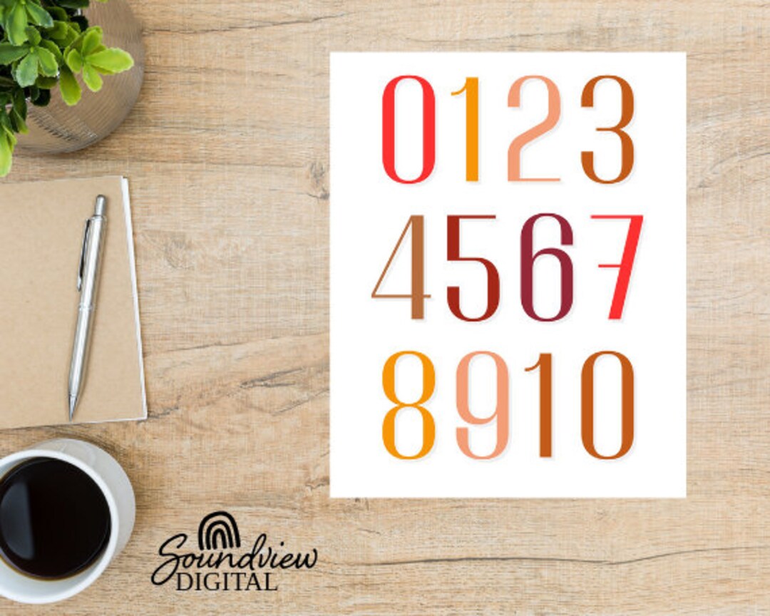 Red and Orange Numbers Sign, 0-10, for Playroom, Nursery, Homeschool ...