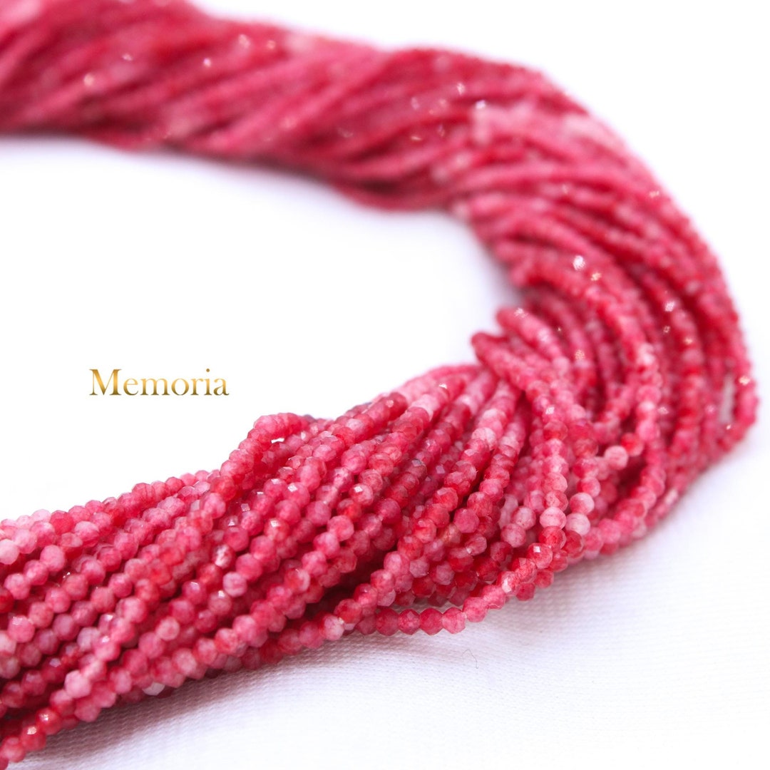 Pink Topaz Gemstone Round Beads, 2mm Faceted Round Beads, 13" Long ...