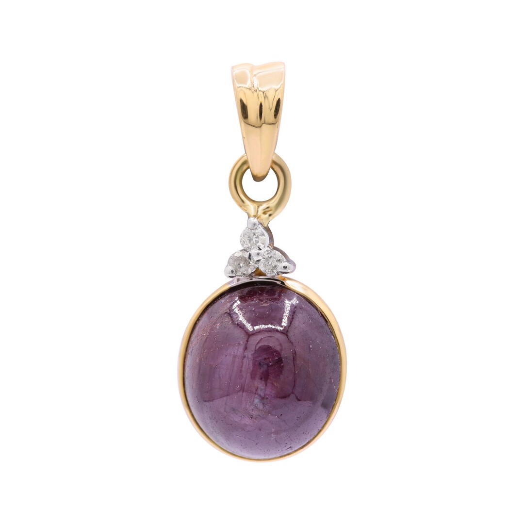 Natural Ruby Diamond Gemstone Pendant, 14k Gold Ruby Diamond Pendant ...