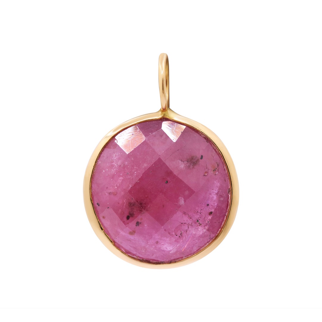 9k Yellow Gold Ruby Gemstone Pendant - Etsy