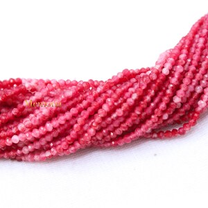 Pink Topaz Gemstone Round Beads, 2mm Faceted Round Beads, 13" Long ...
