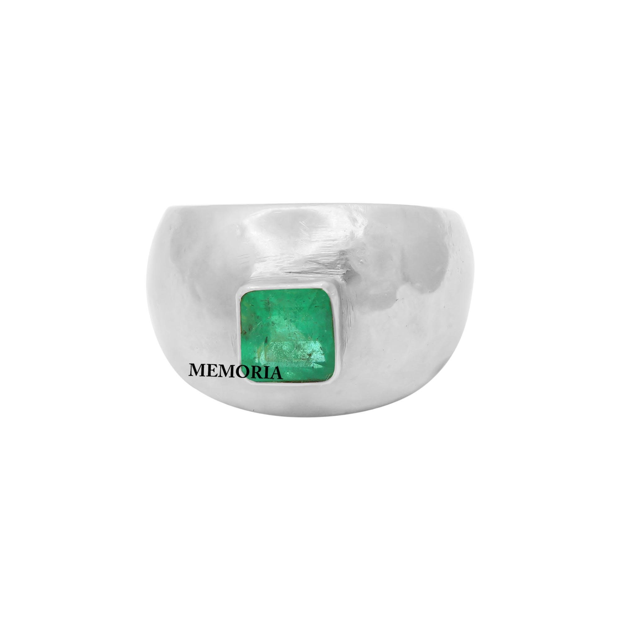 Square Emerald Dome Ring 18K Gold Ring Chunky Ring - Etsy