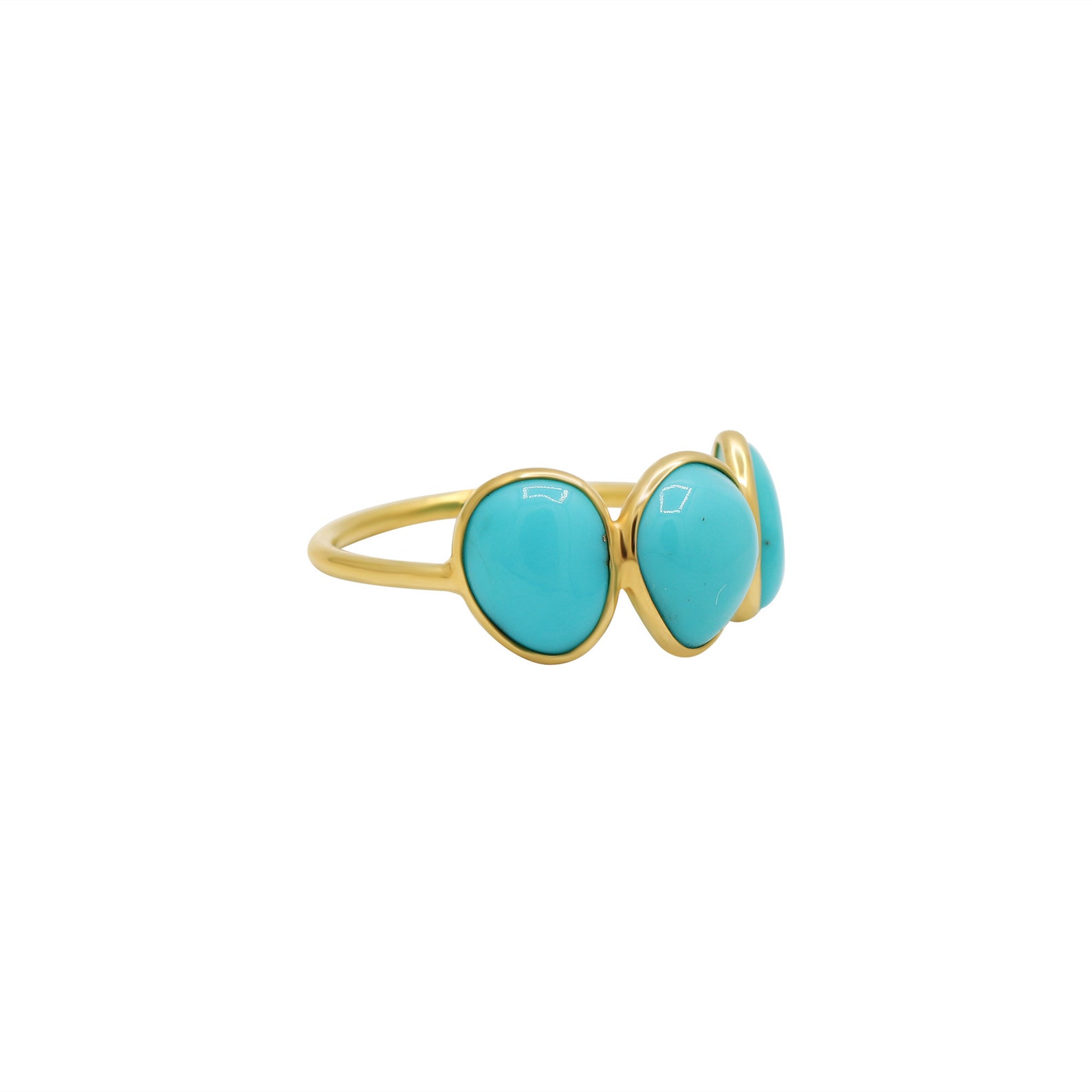 18k Solid Yellow Gold Turquoise Ring Turquoise Gemstone 18k - Etsy