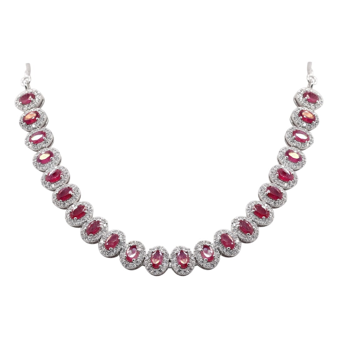 Genuine Red Oval Ruby Handmade Jewelry Set- Dainty Jewelry Set- Vintage ...