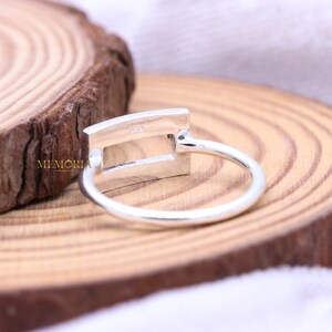 925 Sterling Silver Ring, Rectangle Shape Ring, Hollow Rectangle Ring ...