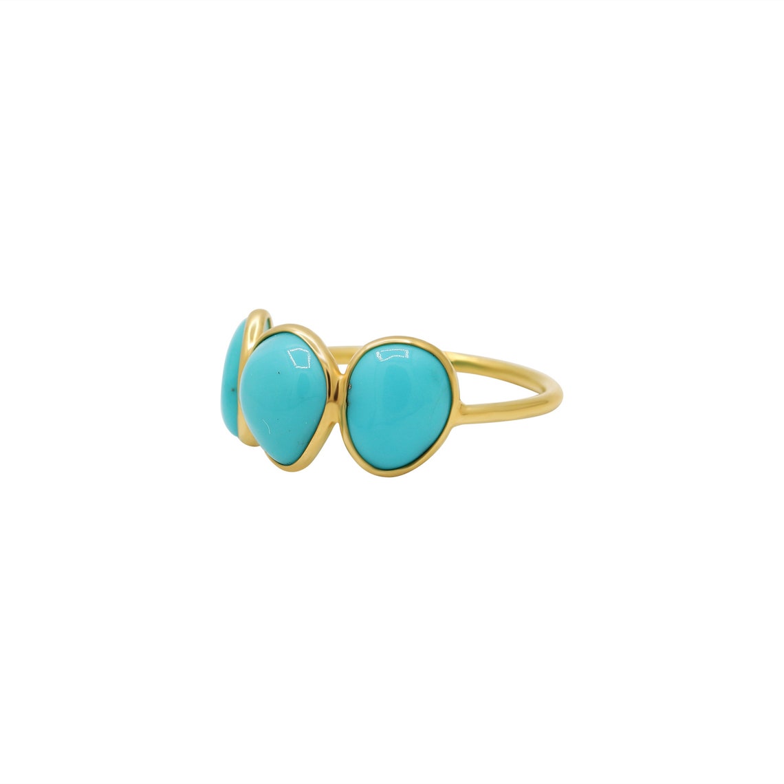18k Solid Yellow Gold Turquoise Ring Turquoise Gemstone 18k - Etsy