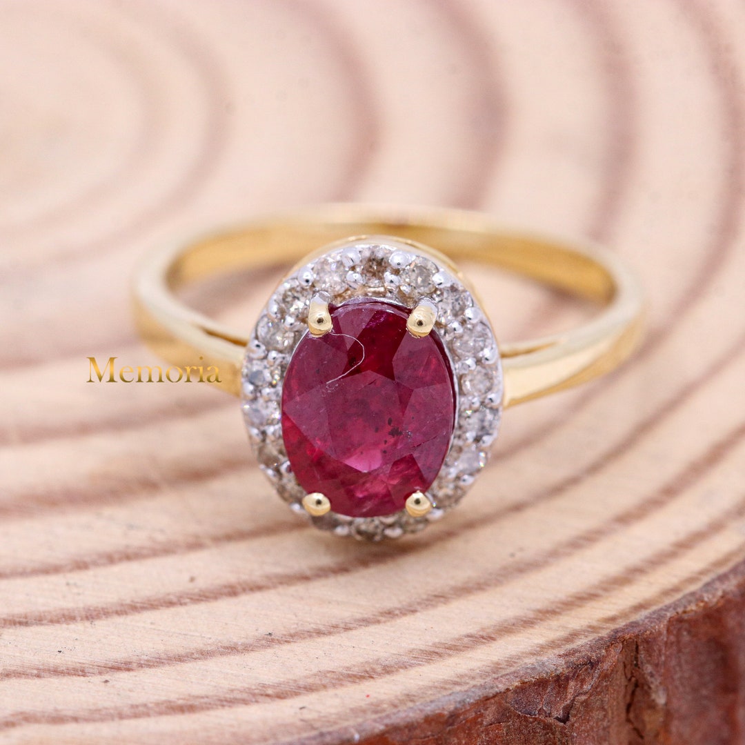 Birthstone Ruby Ring / Gemstone Ruby Ring / Diamond Ruby Ring / 7 US ...