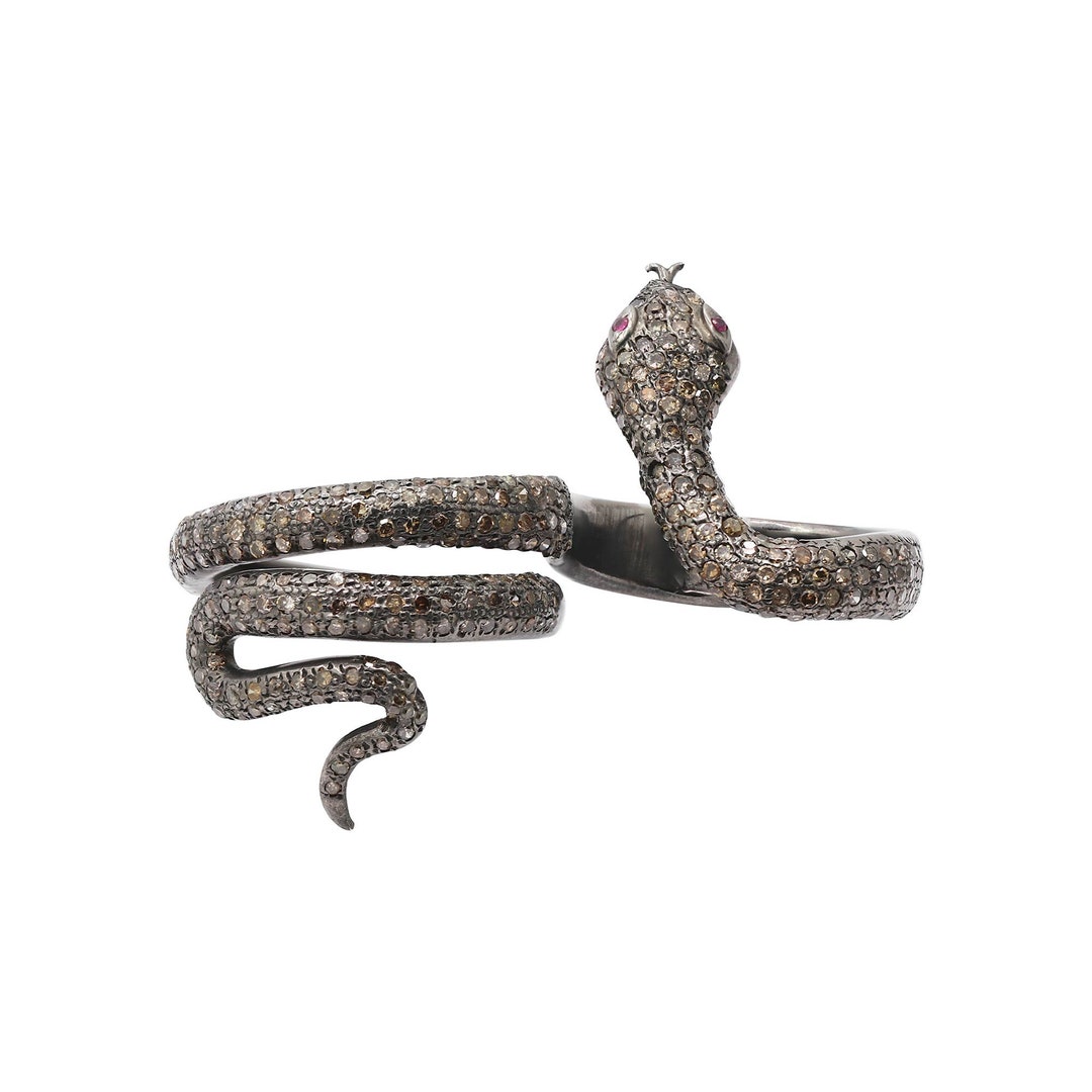 Snake Ring, Diamond Snake Ring, Double Finger Snake Ring, Vintage Snake ...