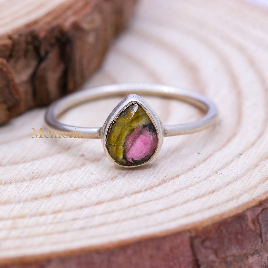 Watermelon Tourmaline Ring- Natural Watermelon Tourmaline Ring- 925 ...