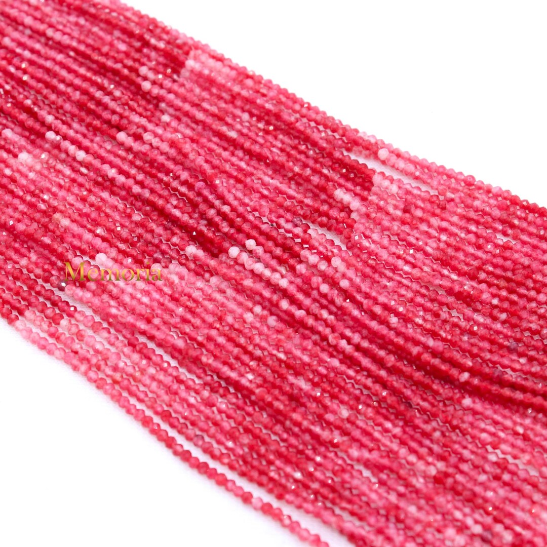 Pink Topaz Gemstone Round Beads, 2mm Faceted Round Beads, 13 Long ...