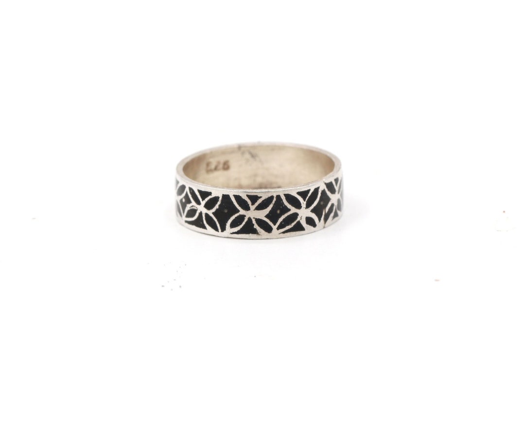 Black Enamel Band Ring Enamel Bands Dainty Enamel Band Ring - Etsy