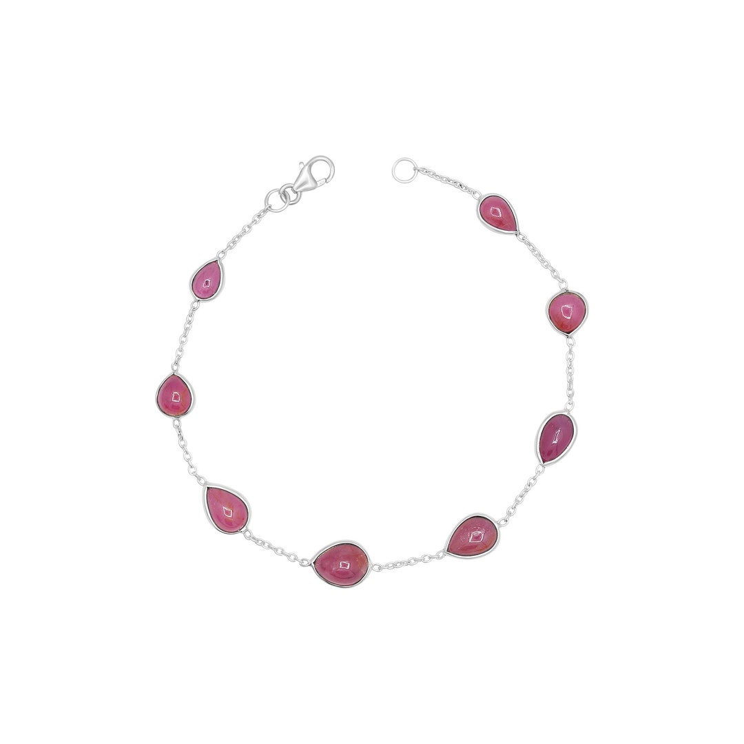 Genuine Ruby Bracelet, Ruby Gemstone Bracelet, 925 Sterling Silver ...