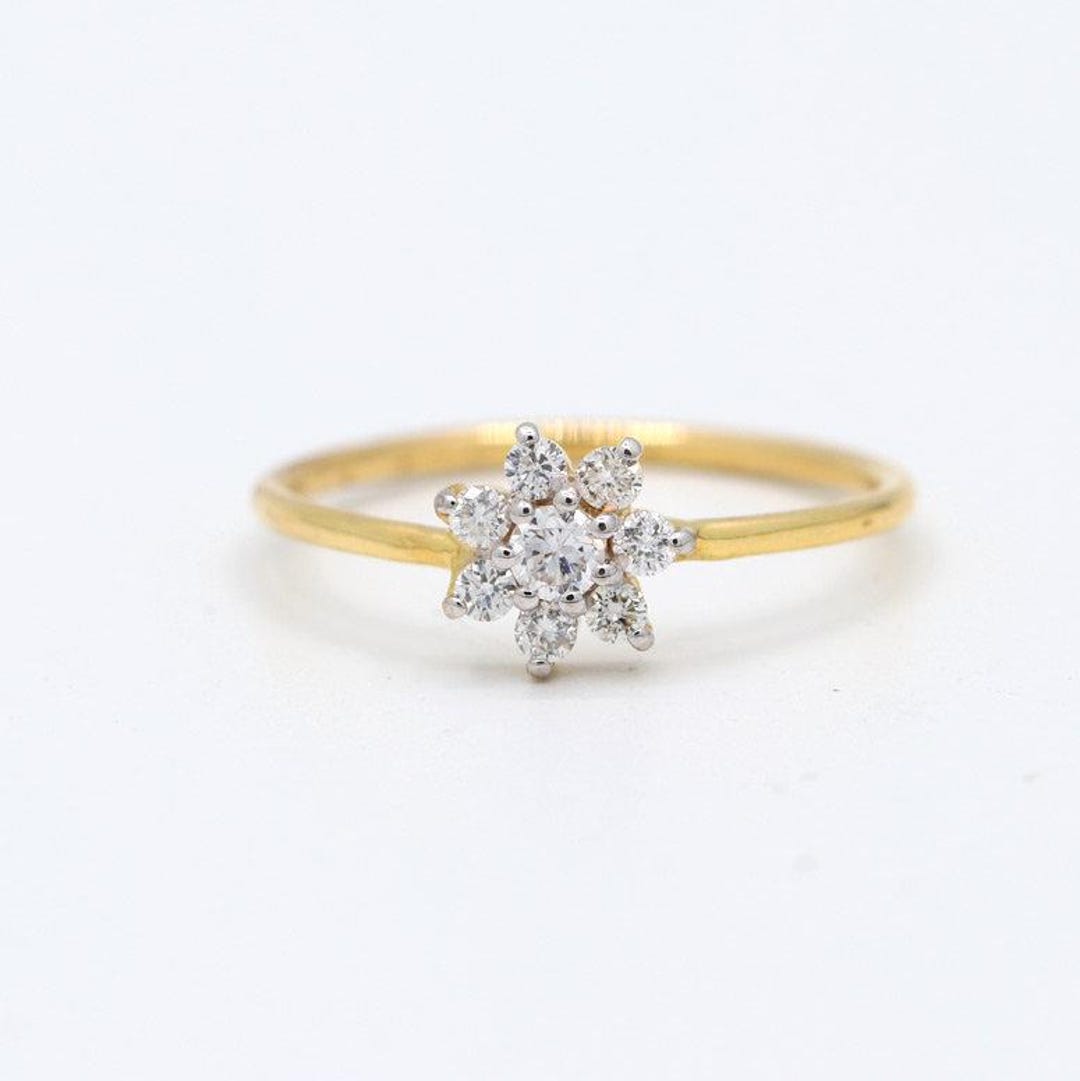 Flower 18k Yellow Gold Diamond Statement Ring - Etsy
