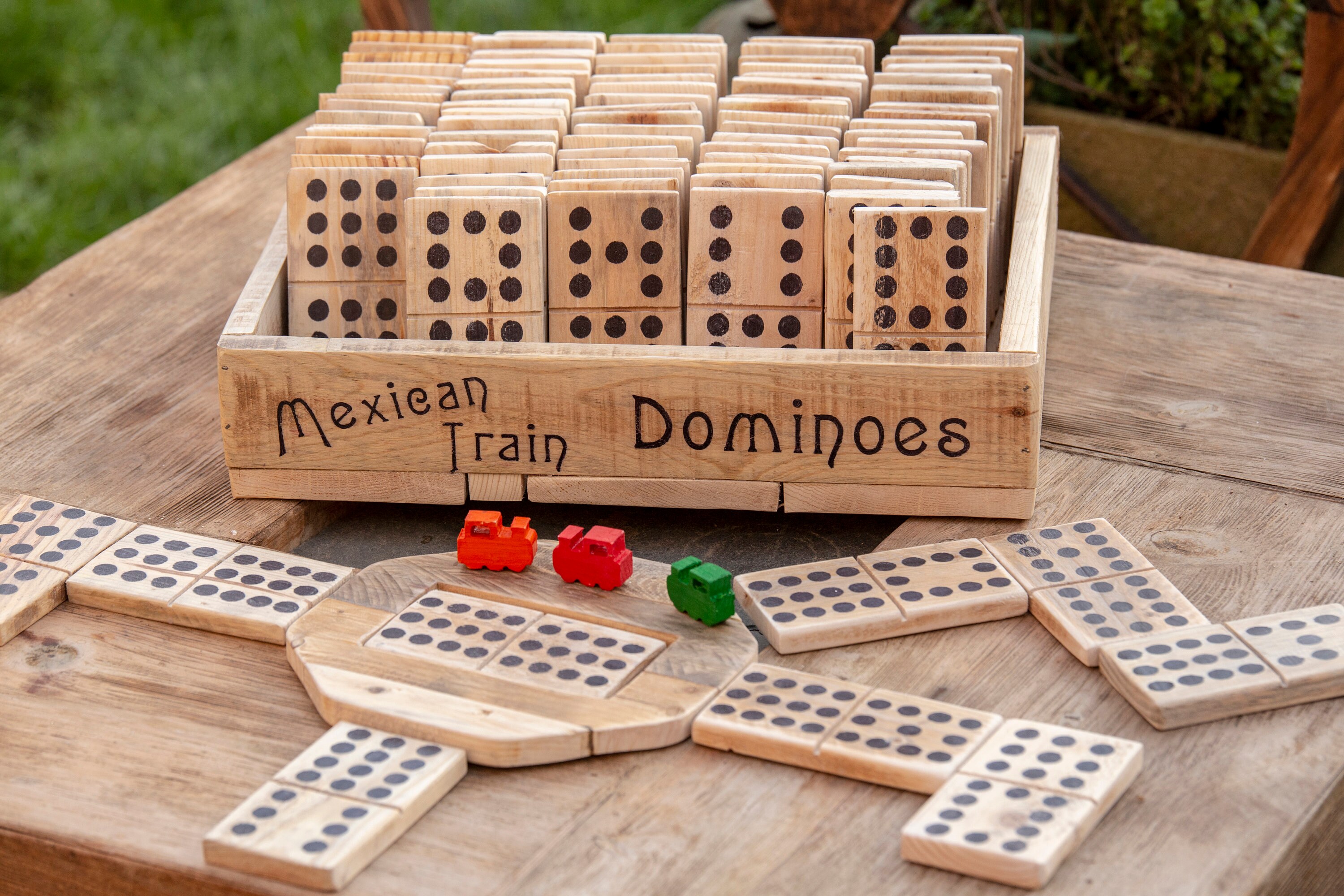 Mexican Train Wooden Dominoes Set Giant Double 12 Set Made Etsy