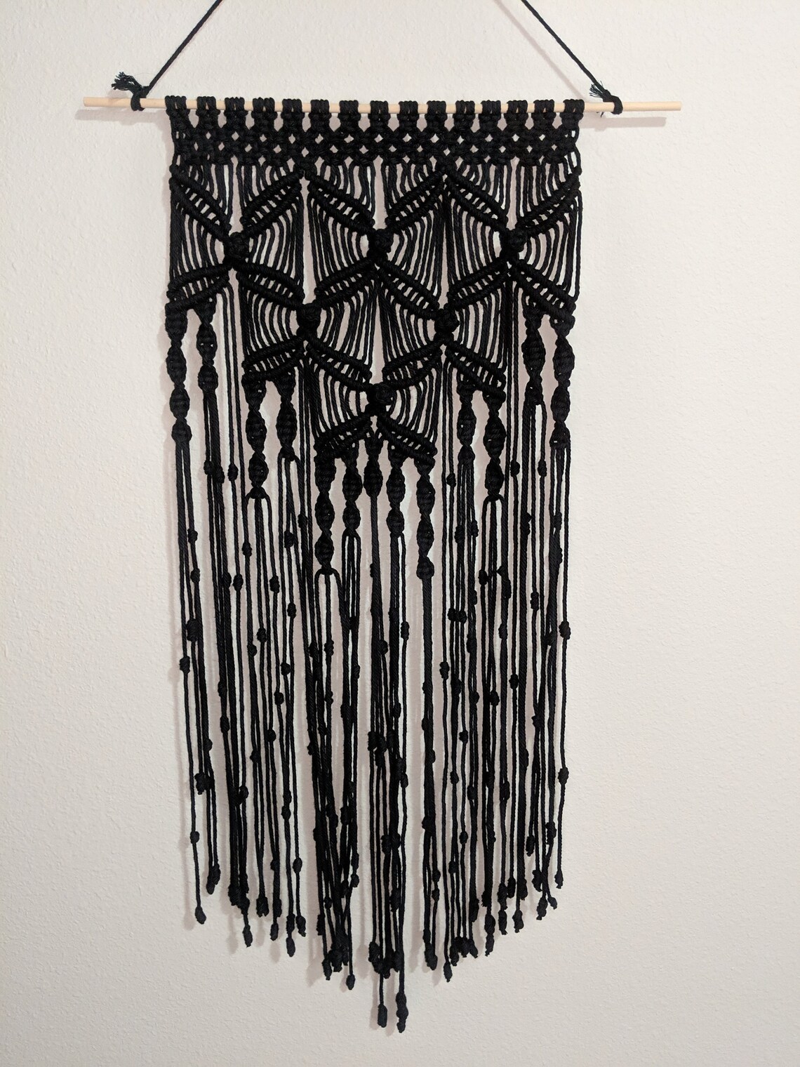 Black Macrame Abstract Wall Hanging - Etsy