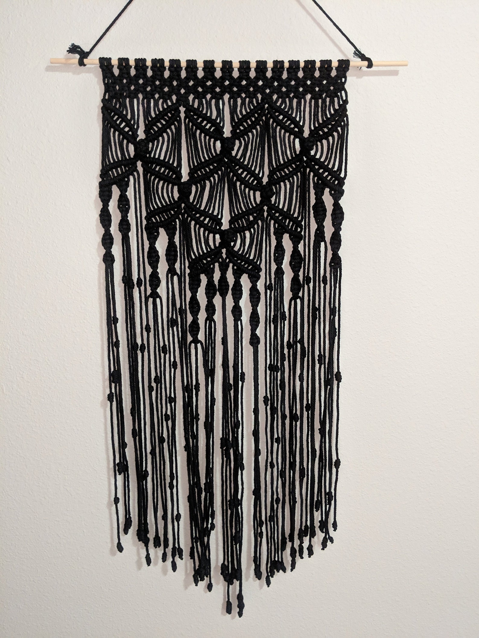 Black Macrame Abstract Wall Hanging - Etsy