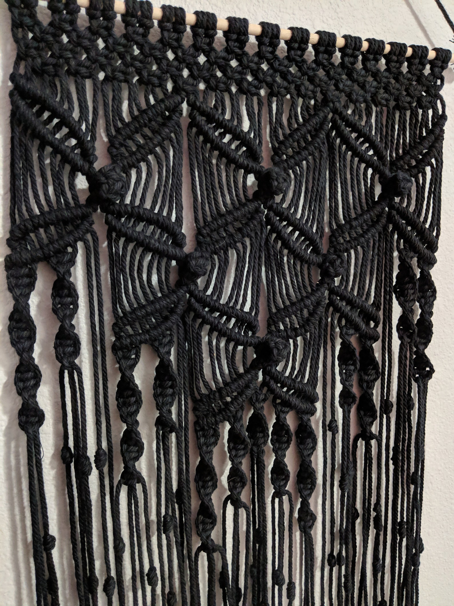 Black Macrame Abstract Wall Hanging - Etsy