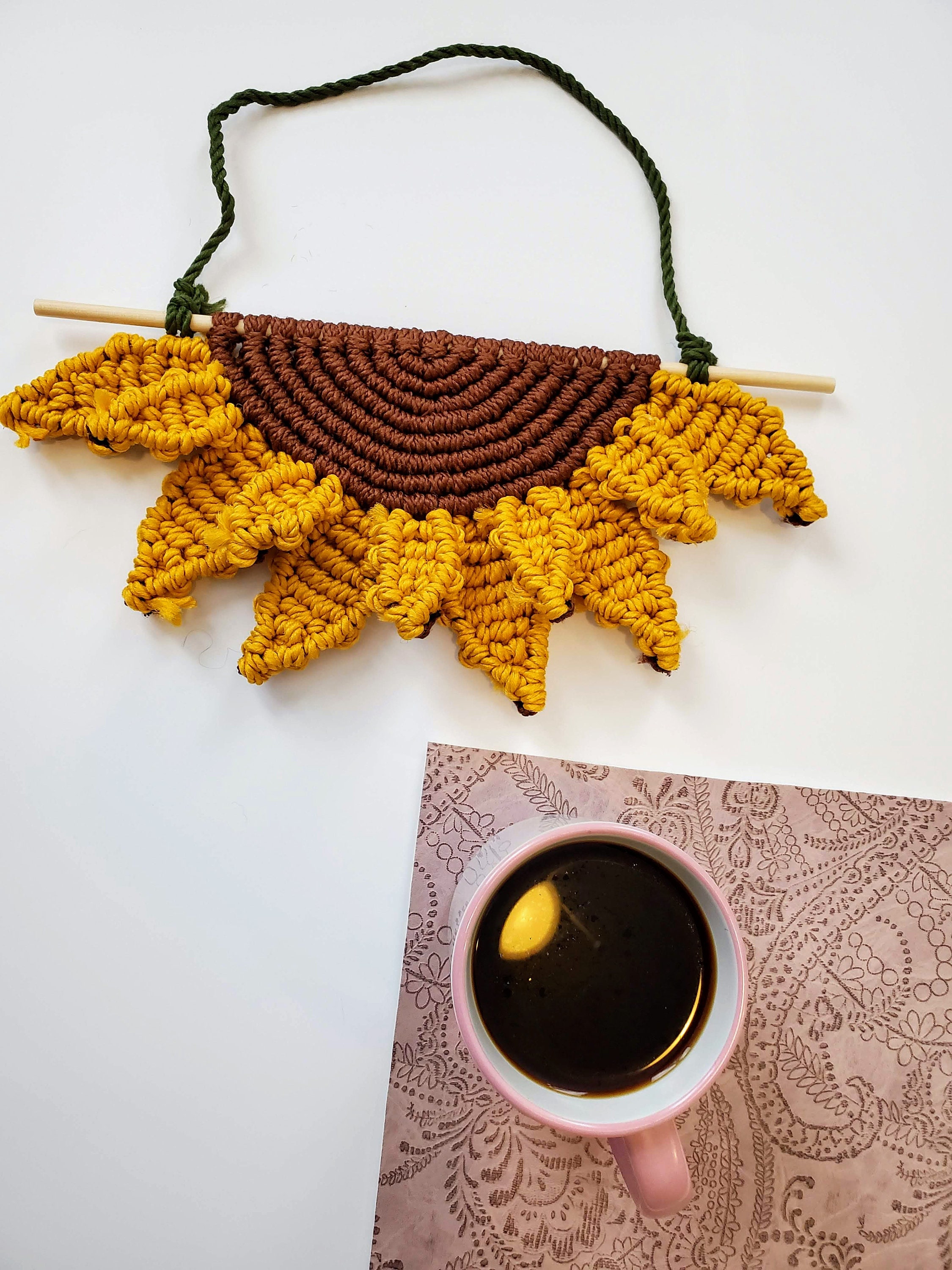 Macrame Sunflower Wall Hanging - Etsy