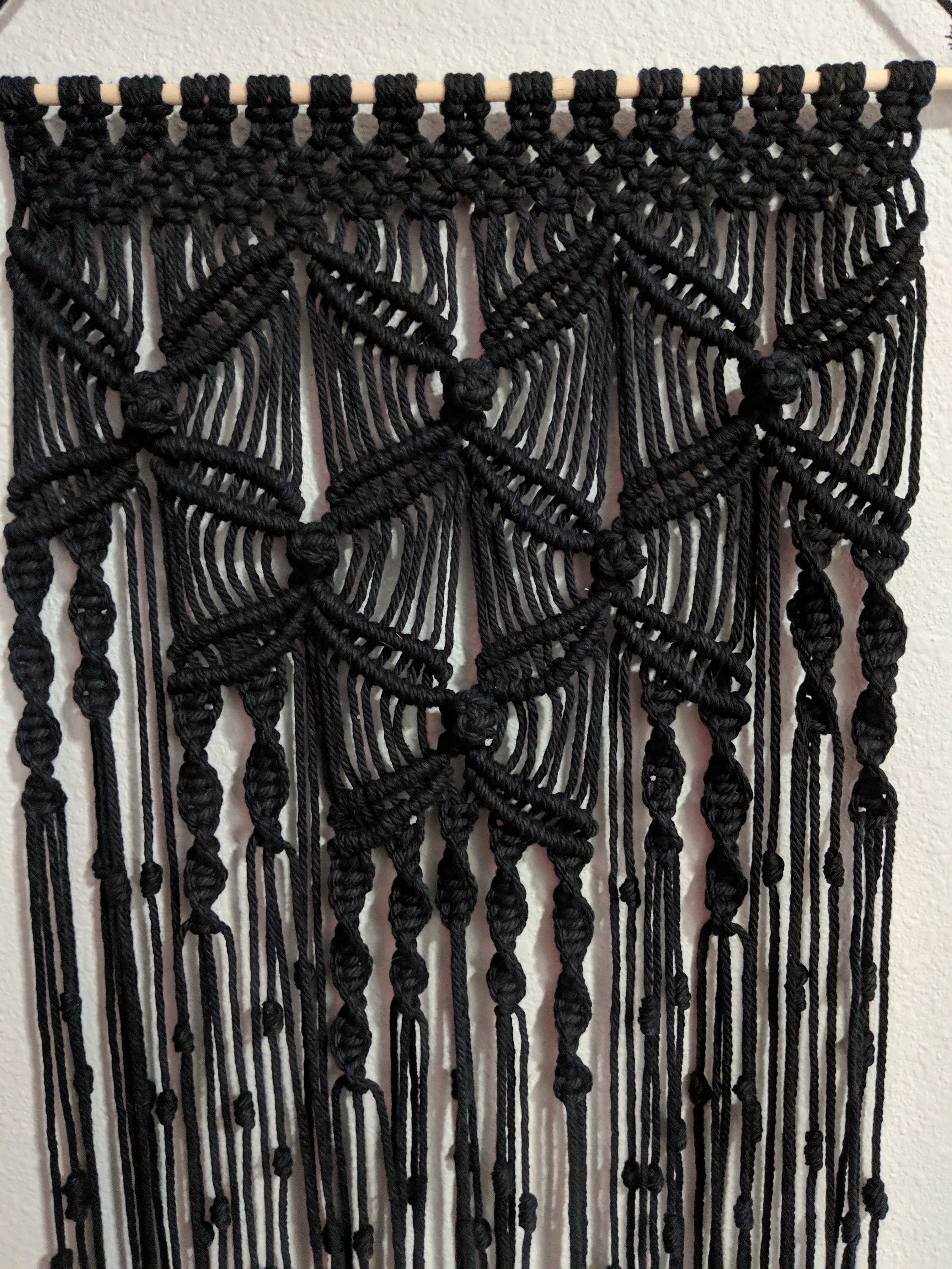 Black Macrame Abstract Wall Hanging - Etsy