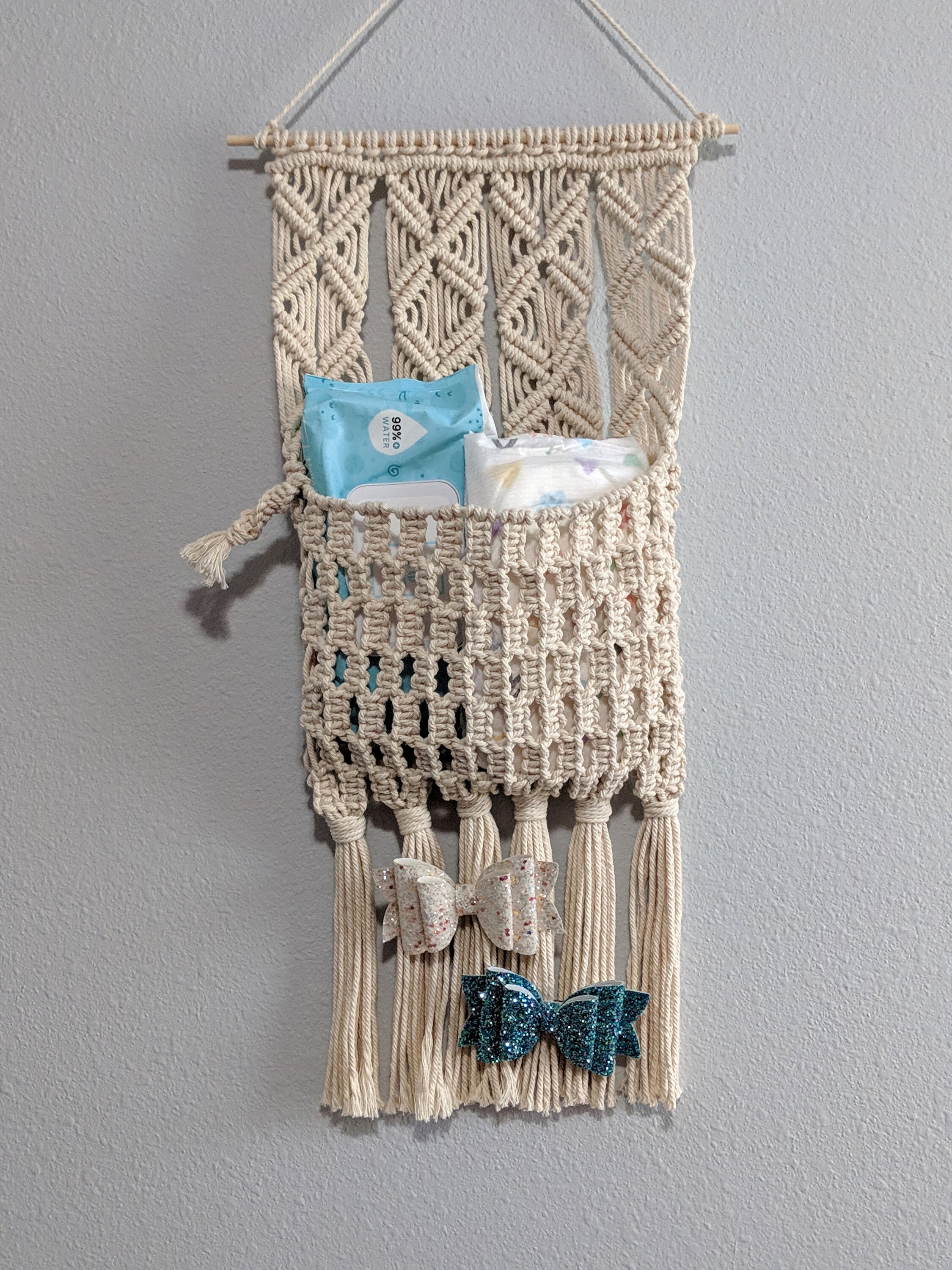 Macrame Organization Storage Pouch Wall Hanging | Etsy