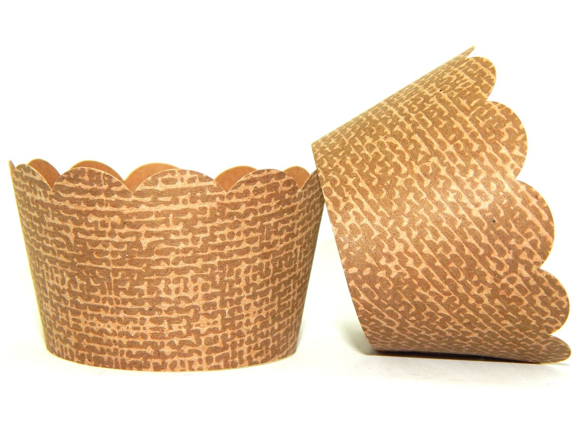 Set of 5-50 Pcs. Burlap Style Cupcake Wrappers Kraft Cupcake - Etsy