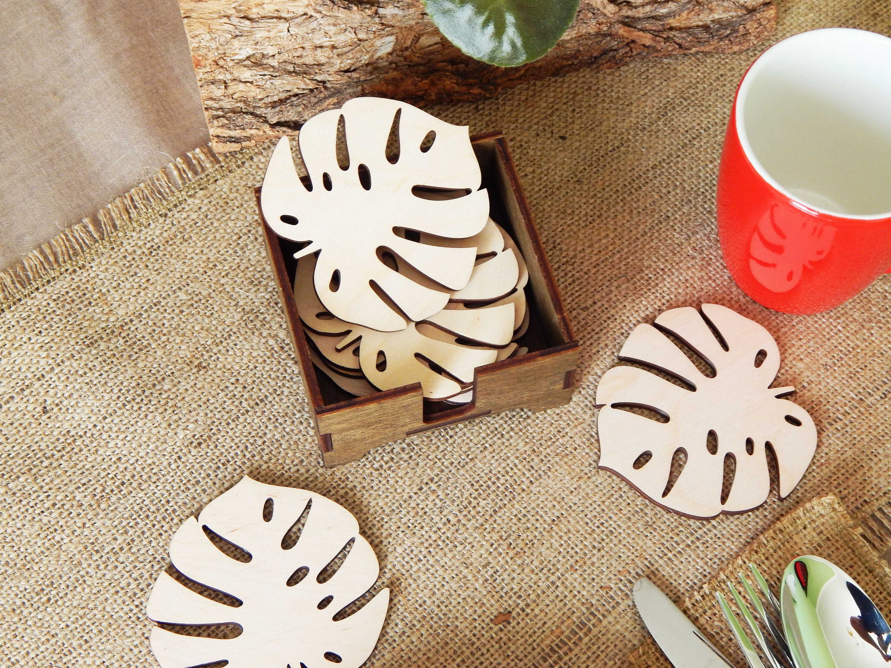 Monstera Leaf Coasters Drink coasters Plant coasters | Etsy