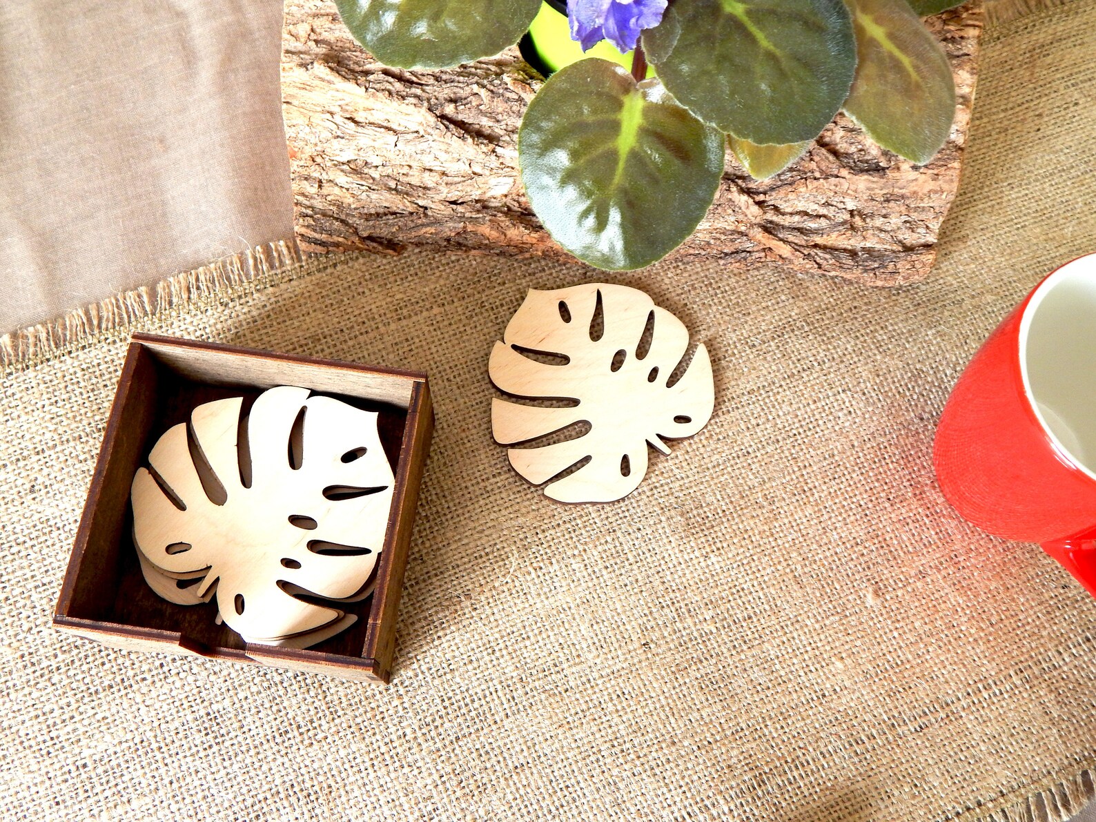 Monstera Leaf Coasters, Drink Coasters, Plant Coasters, Tropical ...