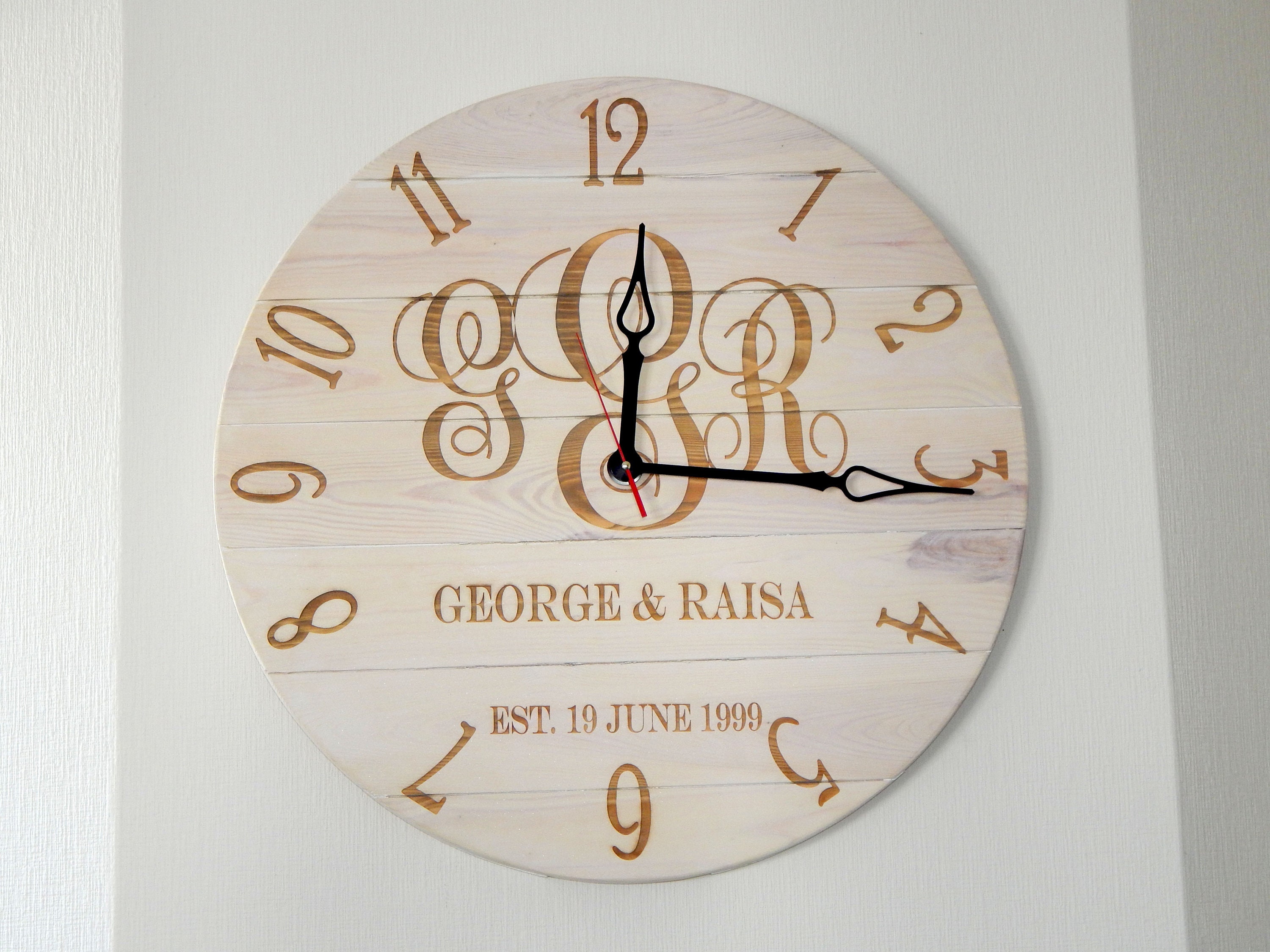 Personalized Large Wall Clock Oversized Wedding Stained Clock - Etsy