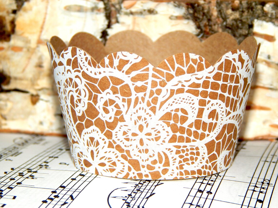 Custom Kraft Paper Cupcake Wrappers: Love is Sweet, Monogrammed Wedding ...