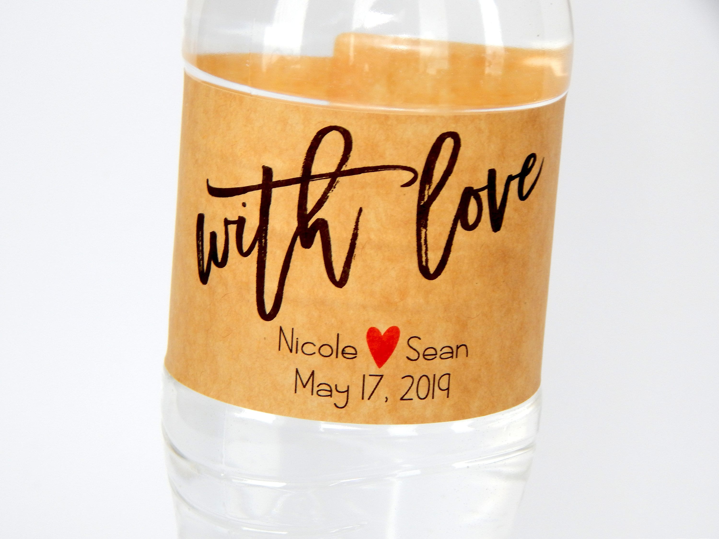 Custom Wedding Water Bottle Labels With Love Personalized Etsy