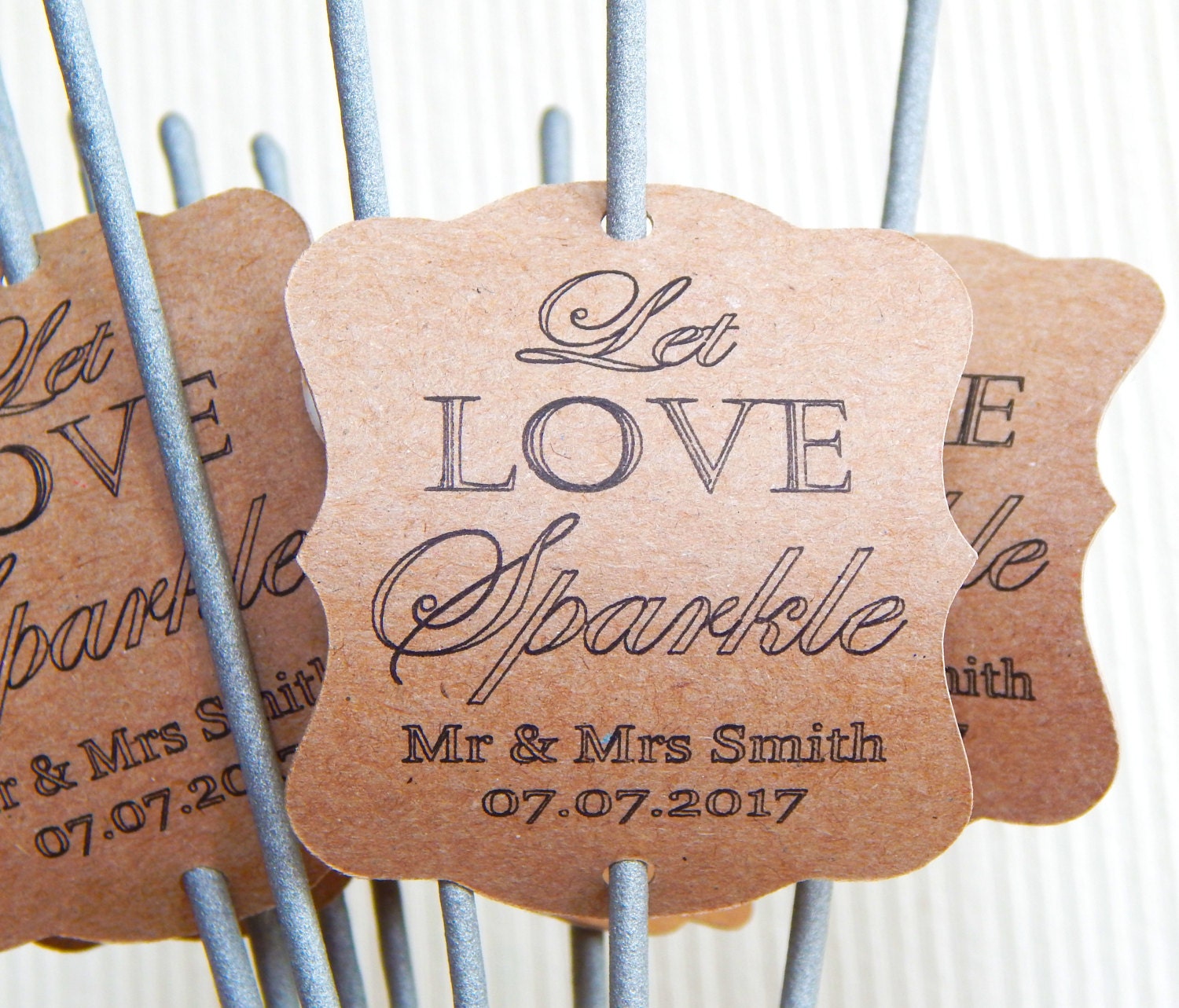 10 - 100 Pcs. Personalized Sparkler Tags, Let Love Sparkle, Wedding ...