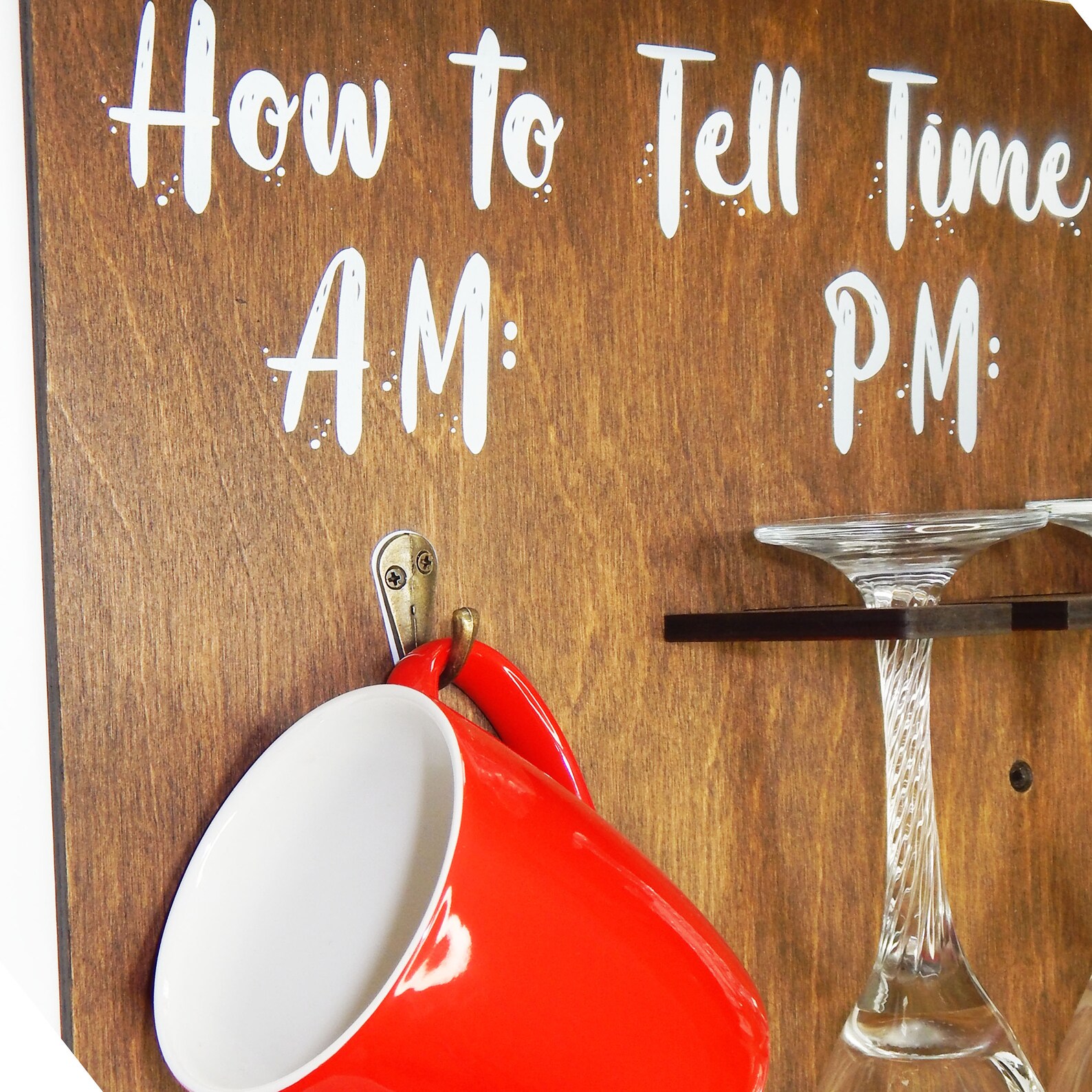 How to Tell Time AM PM Coffee and Wine Holder Wood Sign | Etsy