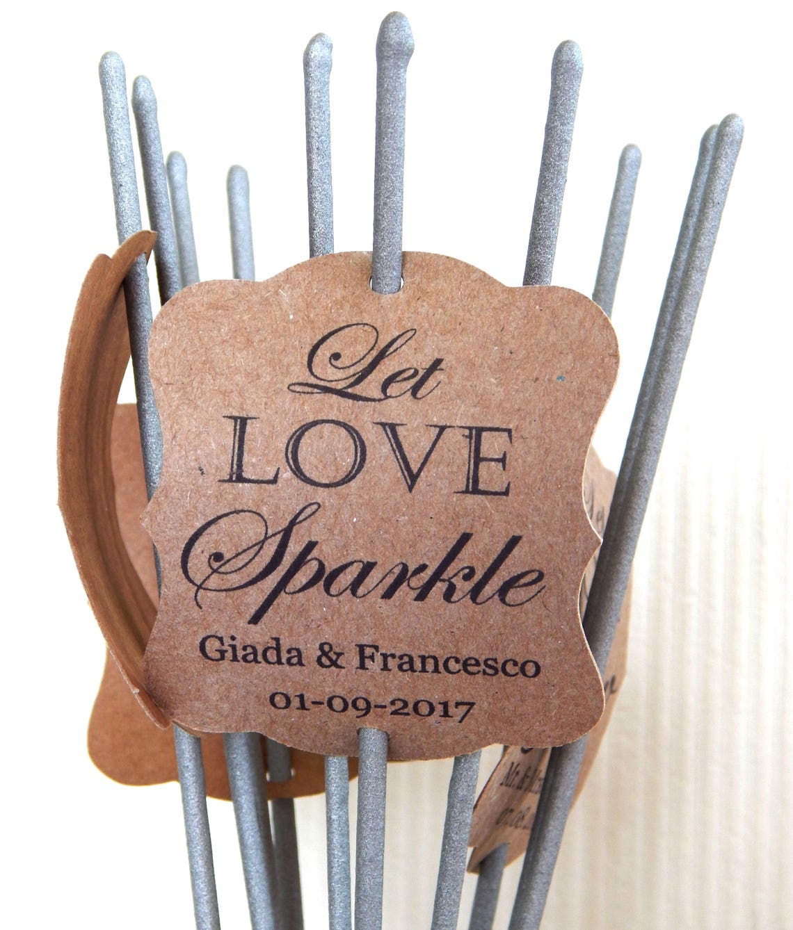 10 - 100 Pcs. Personalized Sparkler Tags, Let Love Sparkle, Wedding ...